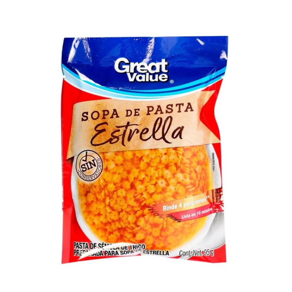 CompreMarket - Sopa de pasta estrella Great Value (95 g / 3.35 oz)