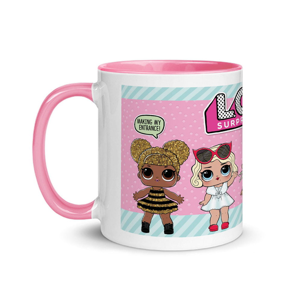 Jarra blanca y rosada de cerámica con diseño impreso tema LOL Surprise ...