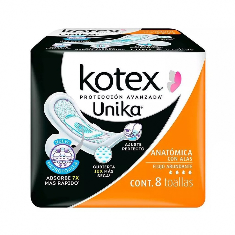 Kotex Unika anatomical sanitary pads with wings (8 U) | Online Agency ...