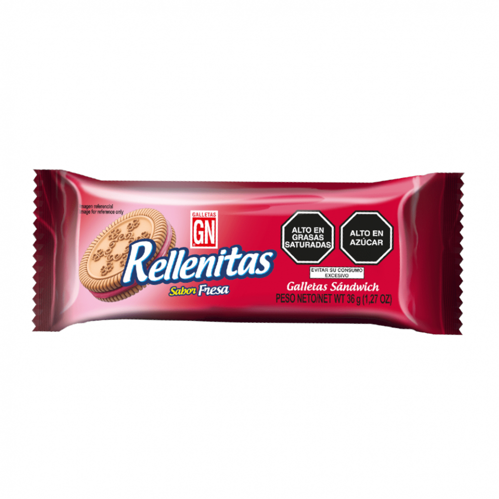 Galletas GN Rellenitas vanilla cookies with strawberry flavored filling ...