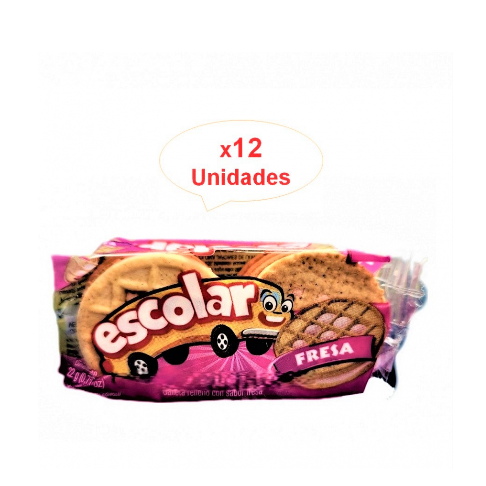Galletas dulces con relleno sabor a fresa Escolar (12 x 22 g ...