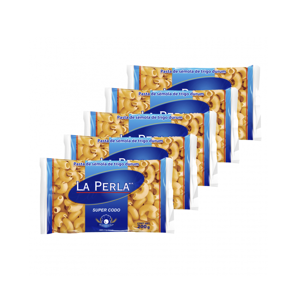 Pasta super codo La Perla (5 x 200 g / 7.05 oz) | Supermarket 23 es una ...
