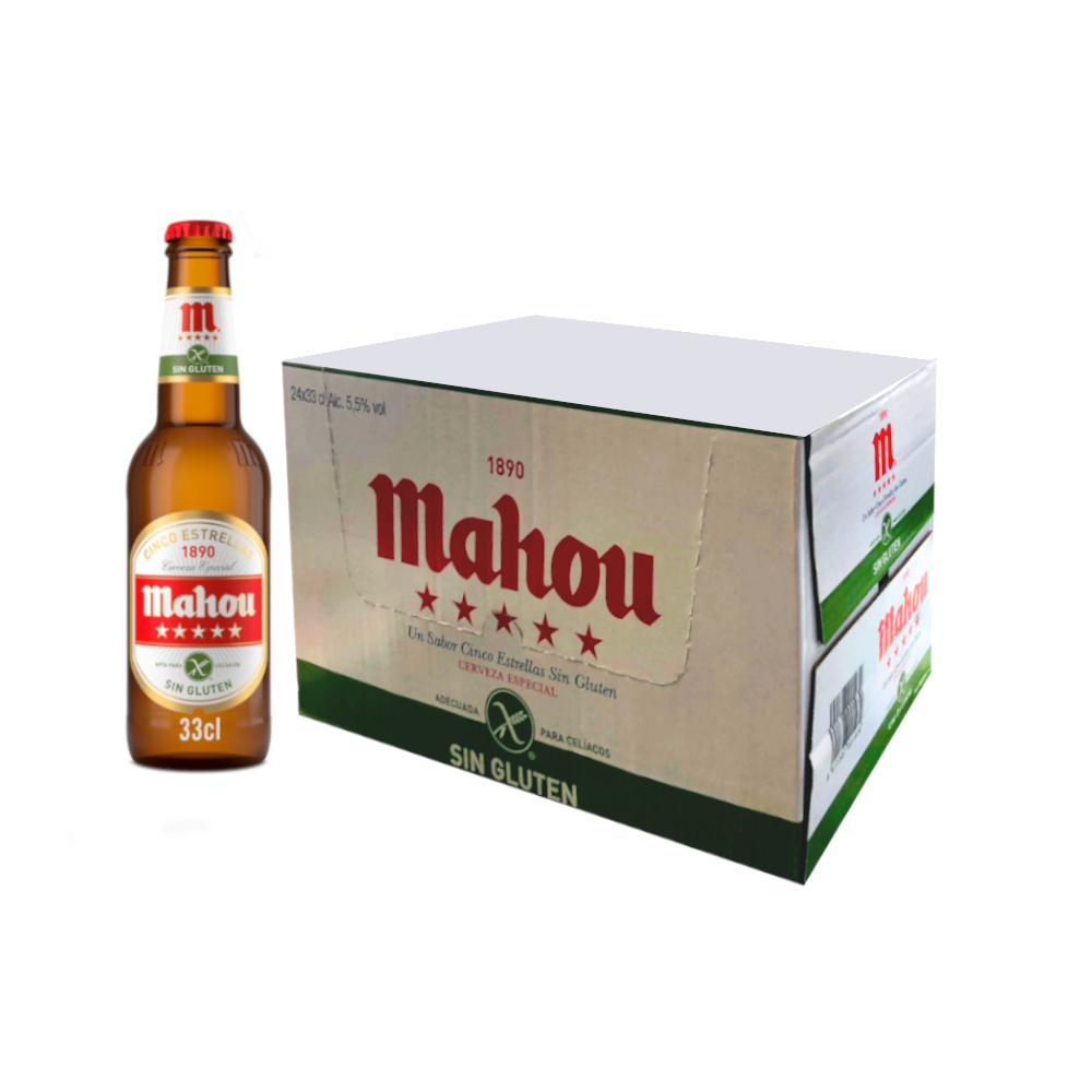 Cerveza 5 estrellas sin gluten Mahou (24 x 330 ml) | Supermarket 23 es ...