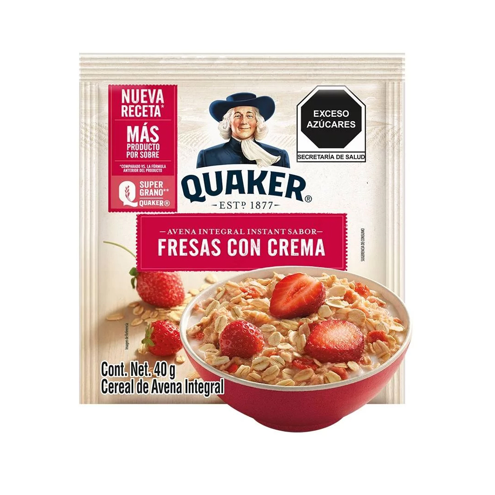 Quaker strawberry flavored whole grain oats with cream (35 g / 1.23 oz ...