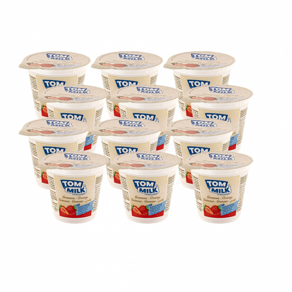 Tom Milk Strawberry Flavored Pasteurized Yogurt (12 x 125 g / 4.41 oz ...