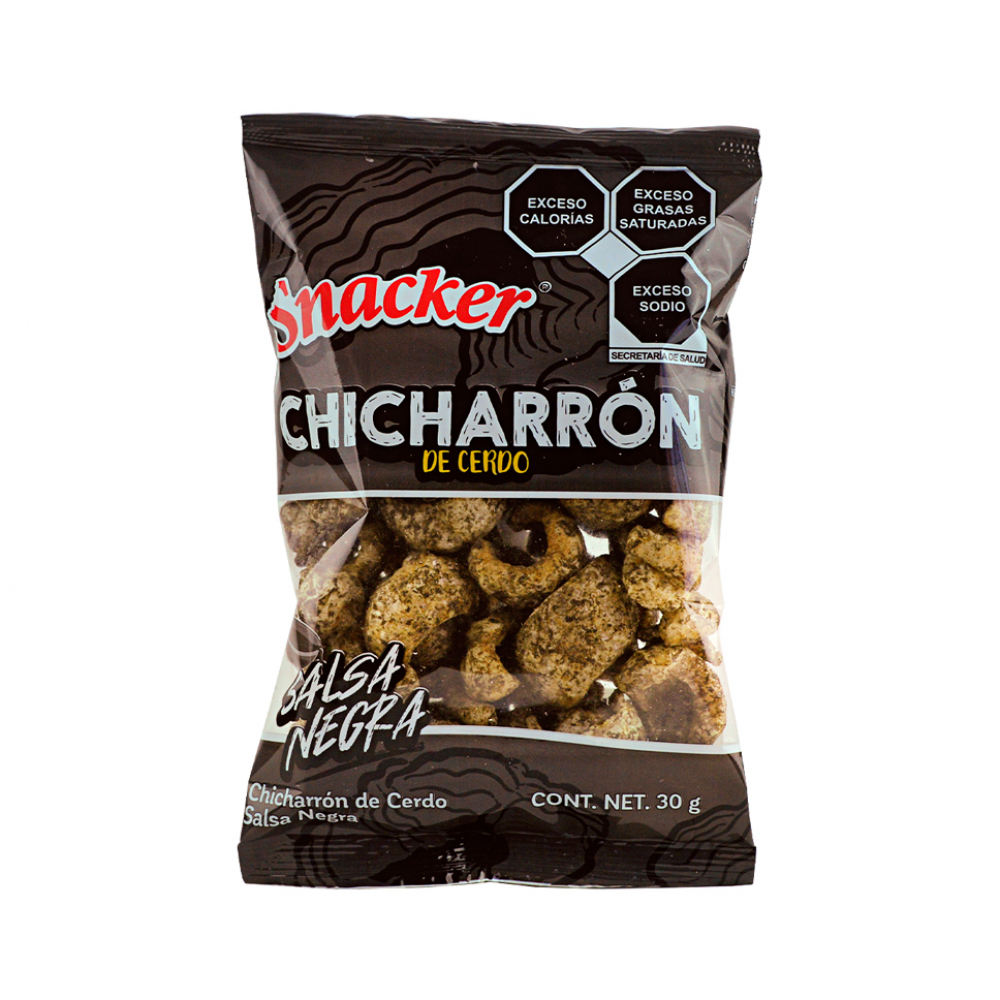 CompreMarket - Chicharrón de cerdo sabor salsa negra Snacker (30 g / 1. ...