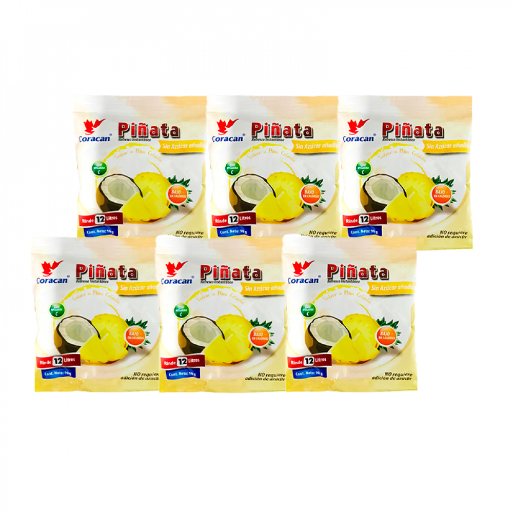 Refresco instantáneo sabor piña colada sin azúcar Piñata (6 x 90 g / 3. ...