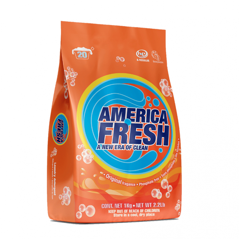 America Fresh original fragrance laundry detergent powder (1 kg / 2.2 ...