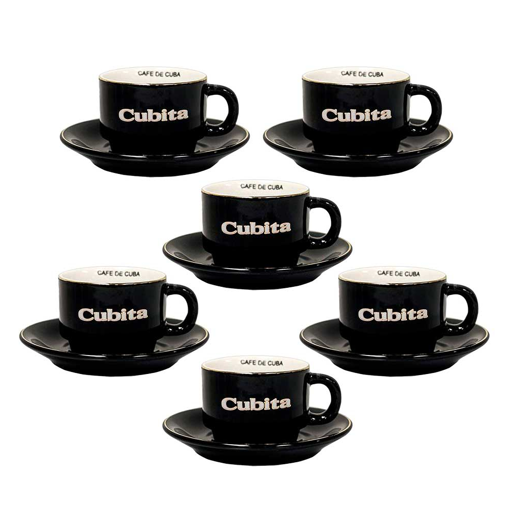 Juego de 6 tazas de café con plato Cubita | Supermarket23 es una Tienda ...