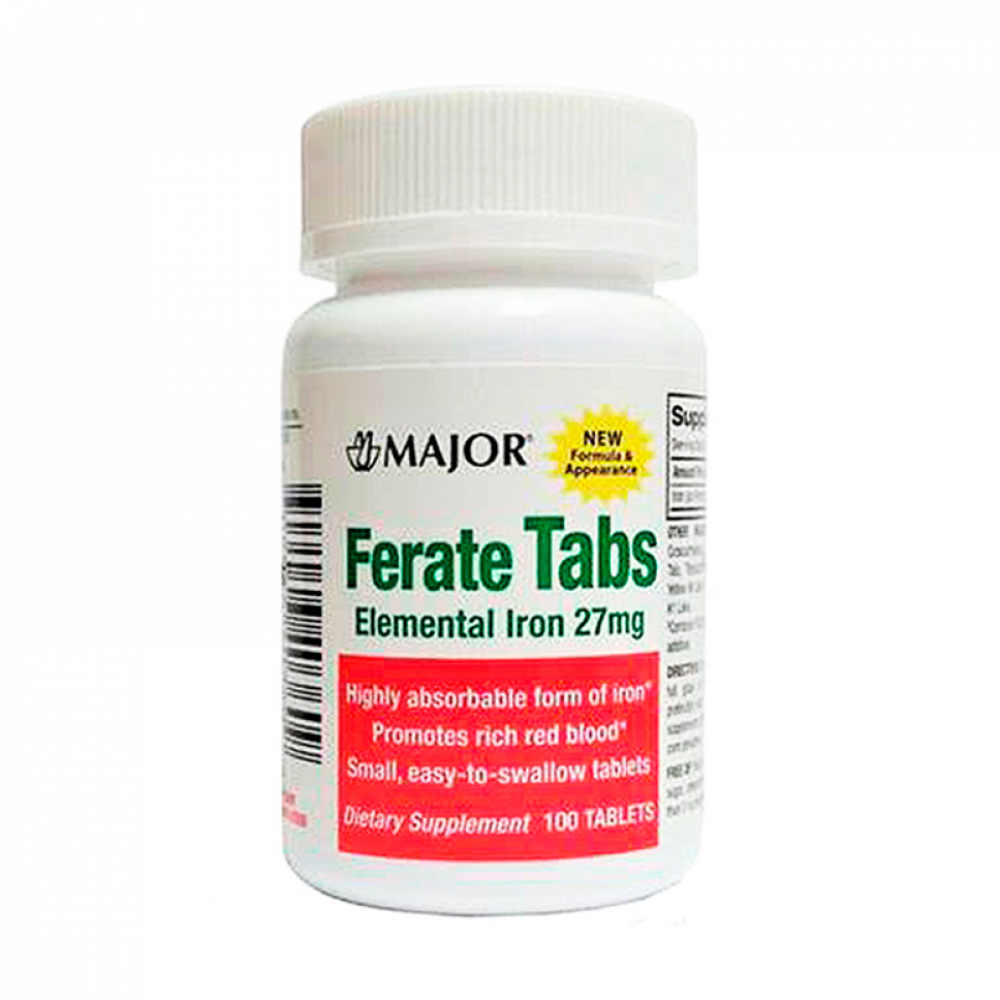 Ferate Tabs. Hierro elemental 27 mg Major (100 tabletas) | Supermarket ...