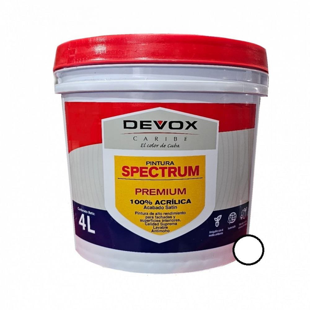 Pintura premium acrílica interior y exterior color blanco Devox Caribe ...