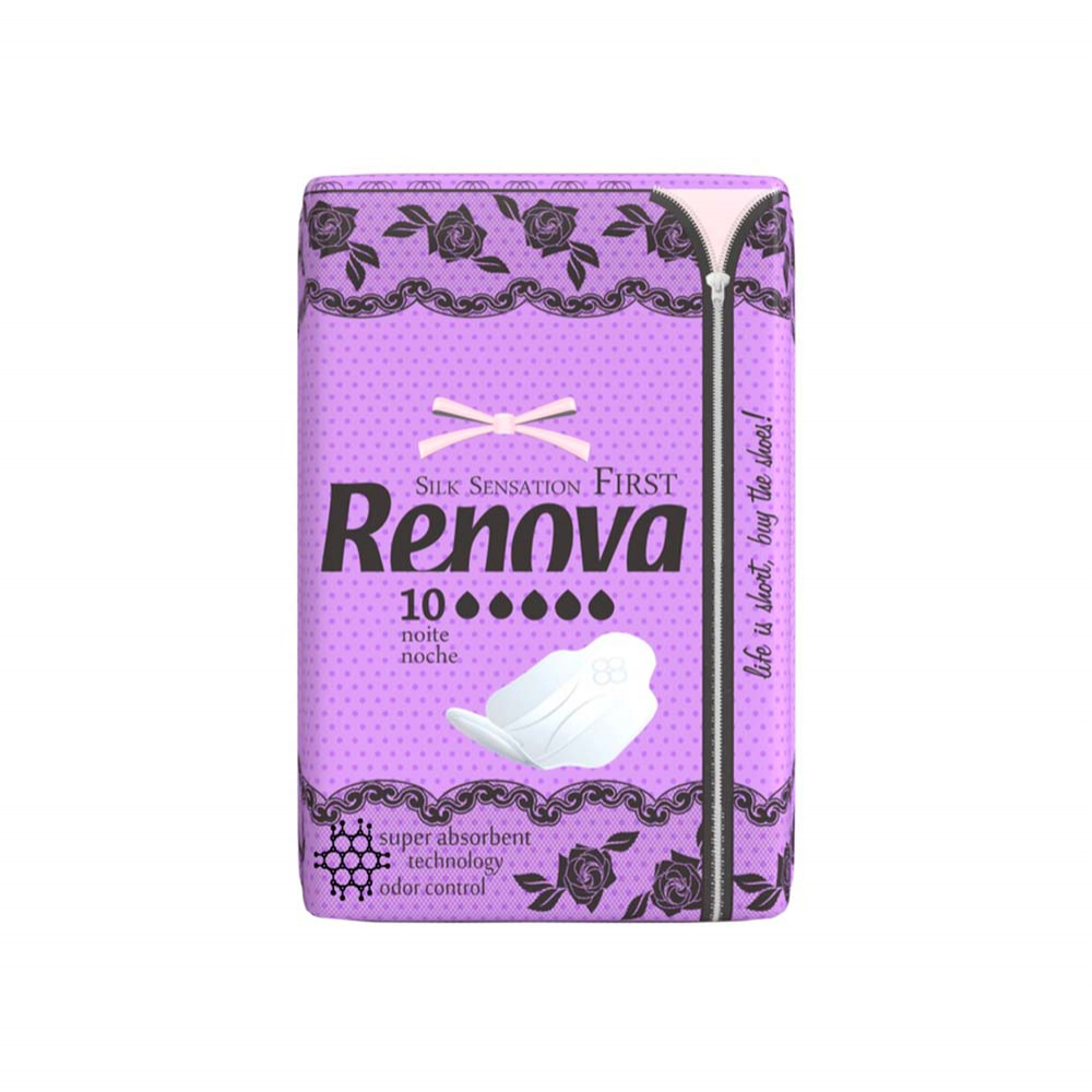 Renova Ultra-thin night pads with wings silk sensation first (10 U ...