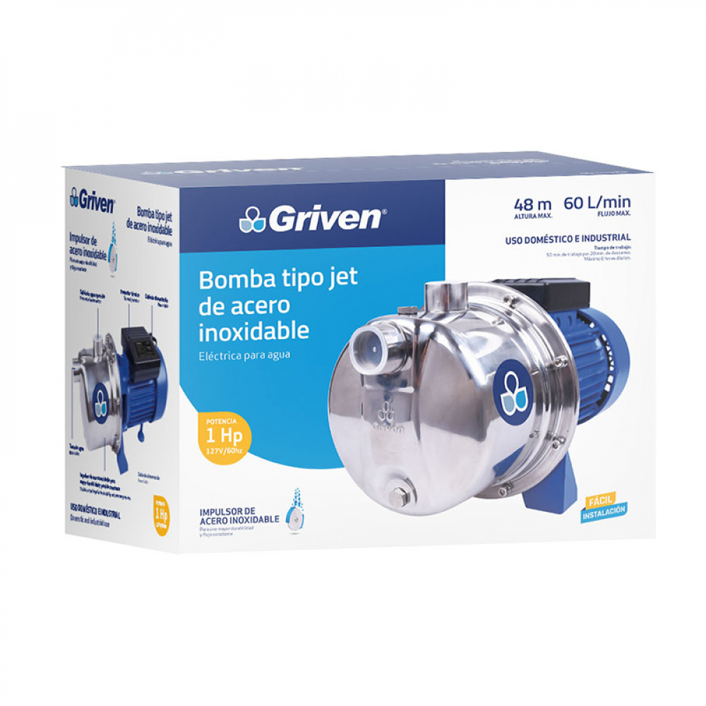 Bomba de agua tipo Jet - turbina - de 1 HP Griven JET-1-VEN ...