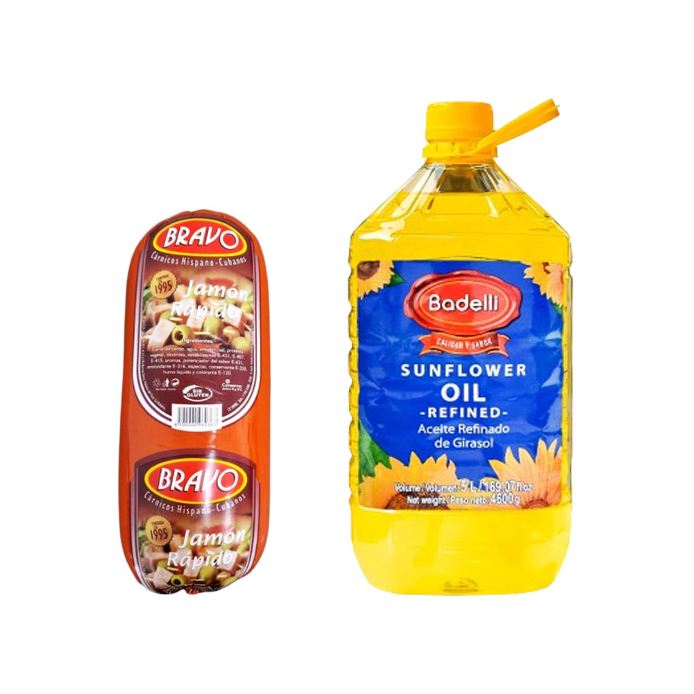 Aceite refinado de girasol Badelli + Jamón rápido Bravo | Supermarket ...