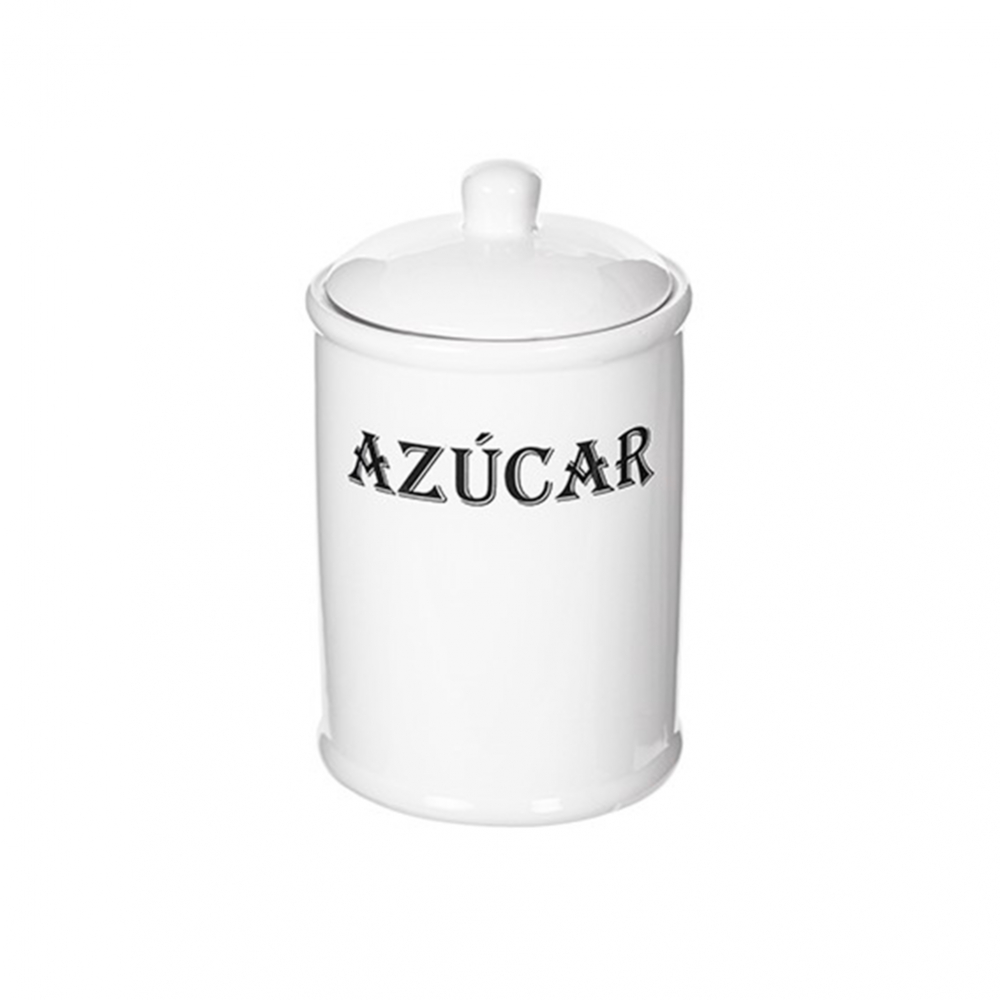 Bote de cerámica blanca para la cocina con tapa y letrero azúcar ...