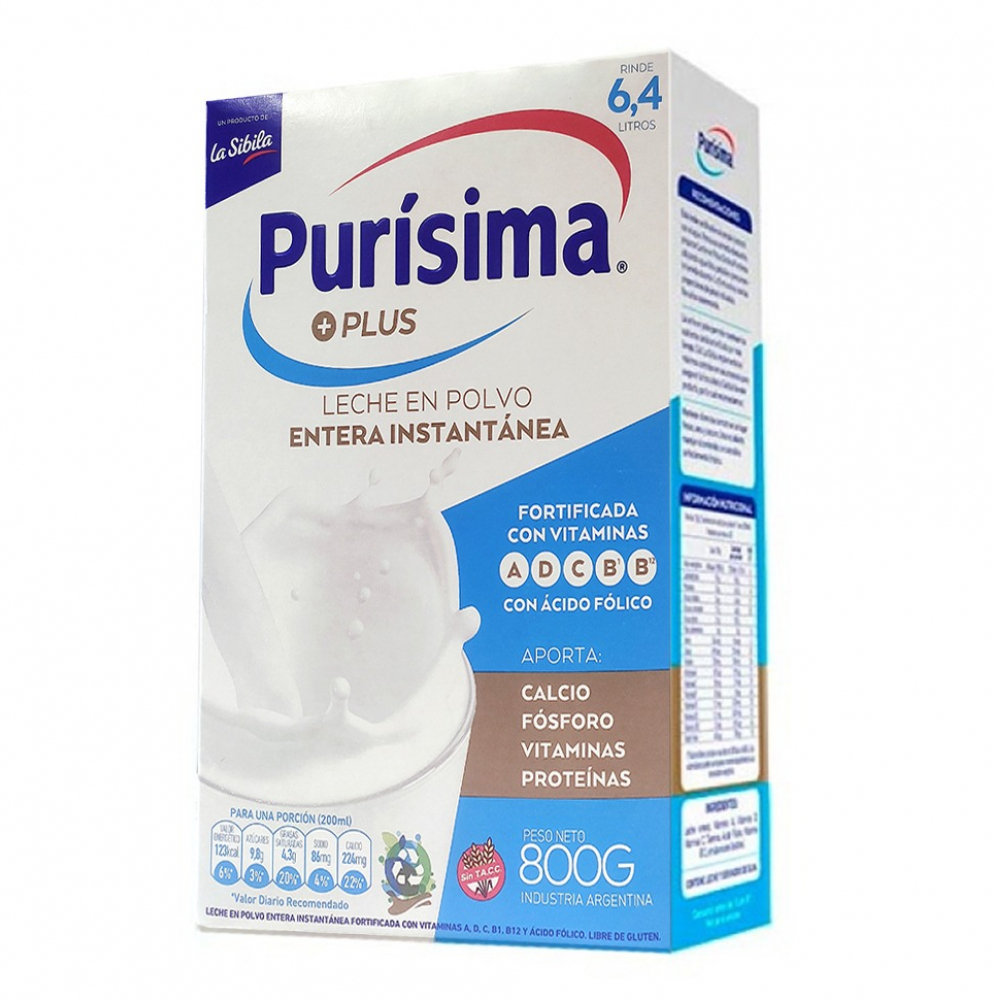 Leche en polvo entera Purisima Plus (800 g / 1.76 lb) | Supermarket 23 ...