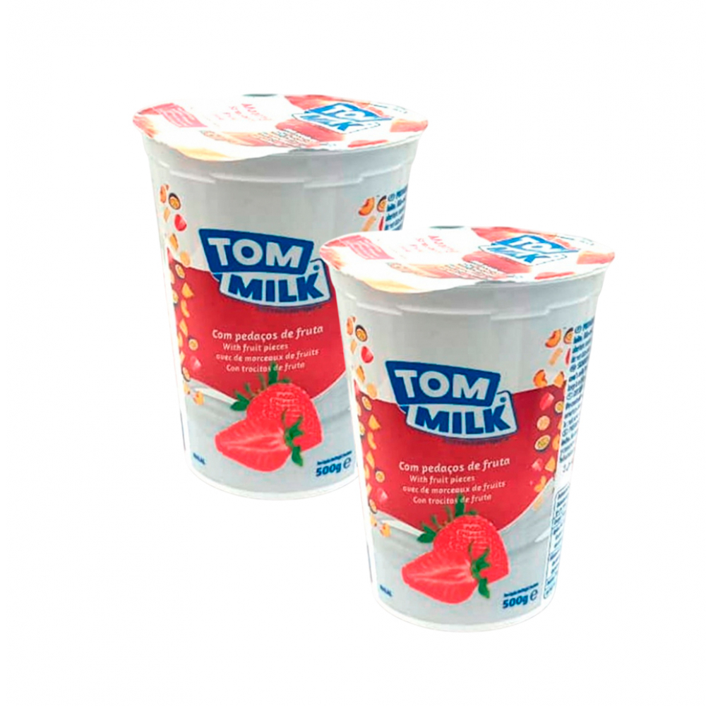 Yogurt pasteurizado sabor fresa con trocitos de frutas Tom Milk (2 x ...