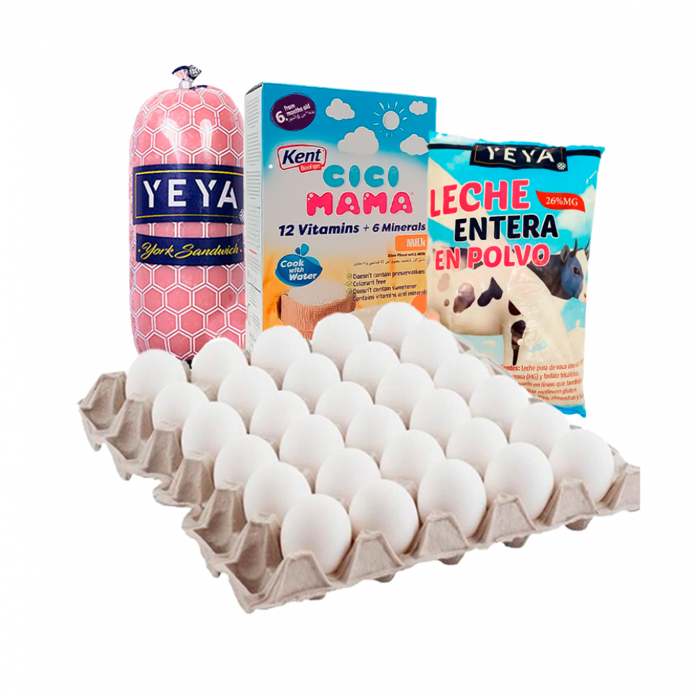 Huevo blanco orgánico e importado + Harina de arroz con leche + Leche ...