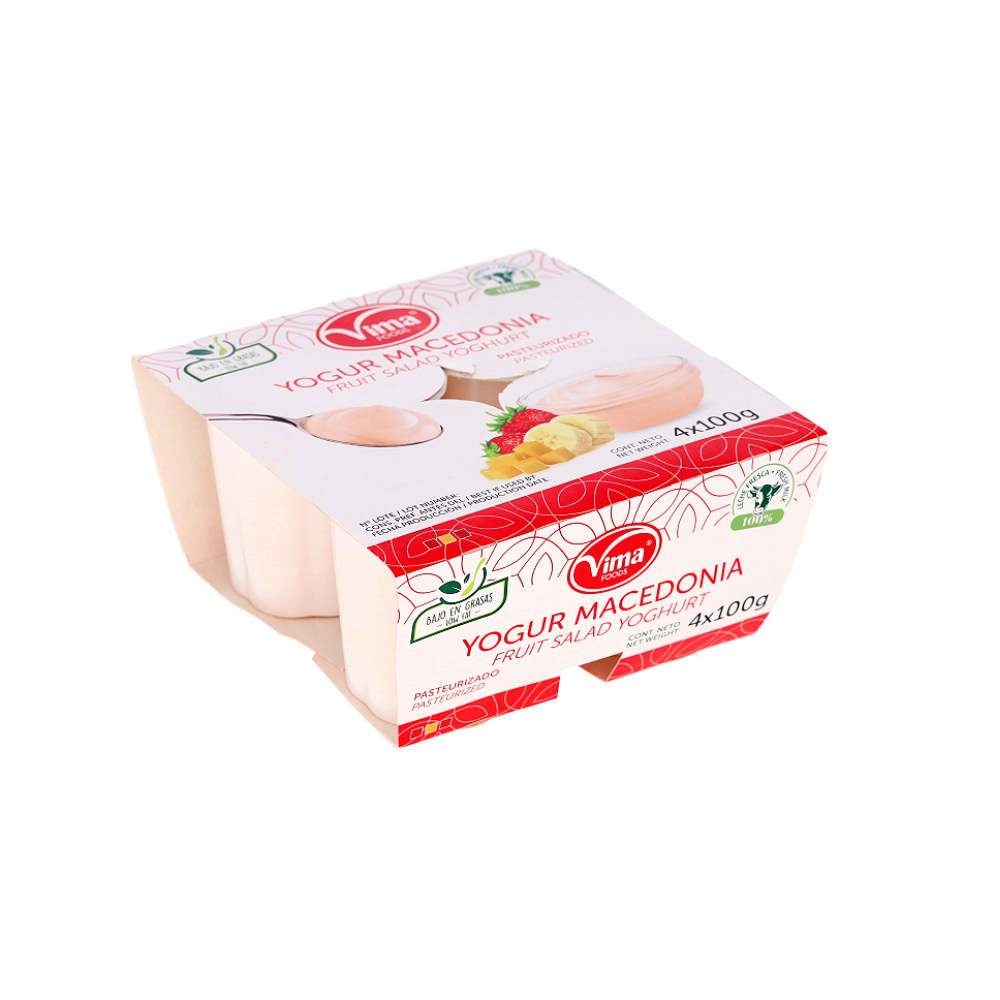 Yogurt pasteurizado de macedonia Vima Foods (4 x 100 g / 3.52 oz ...