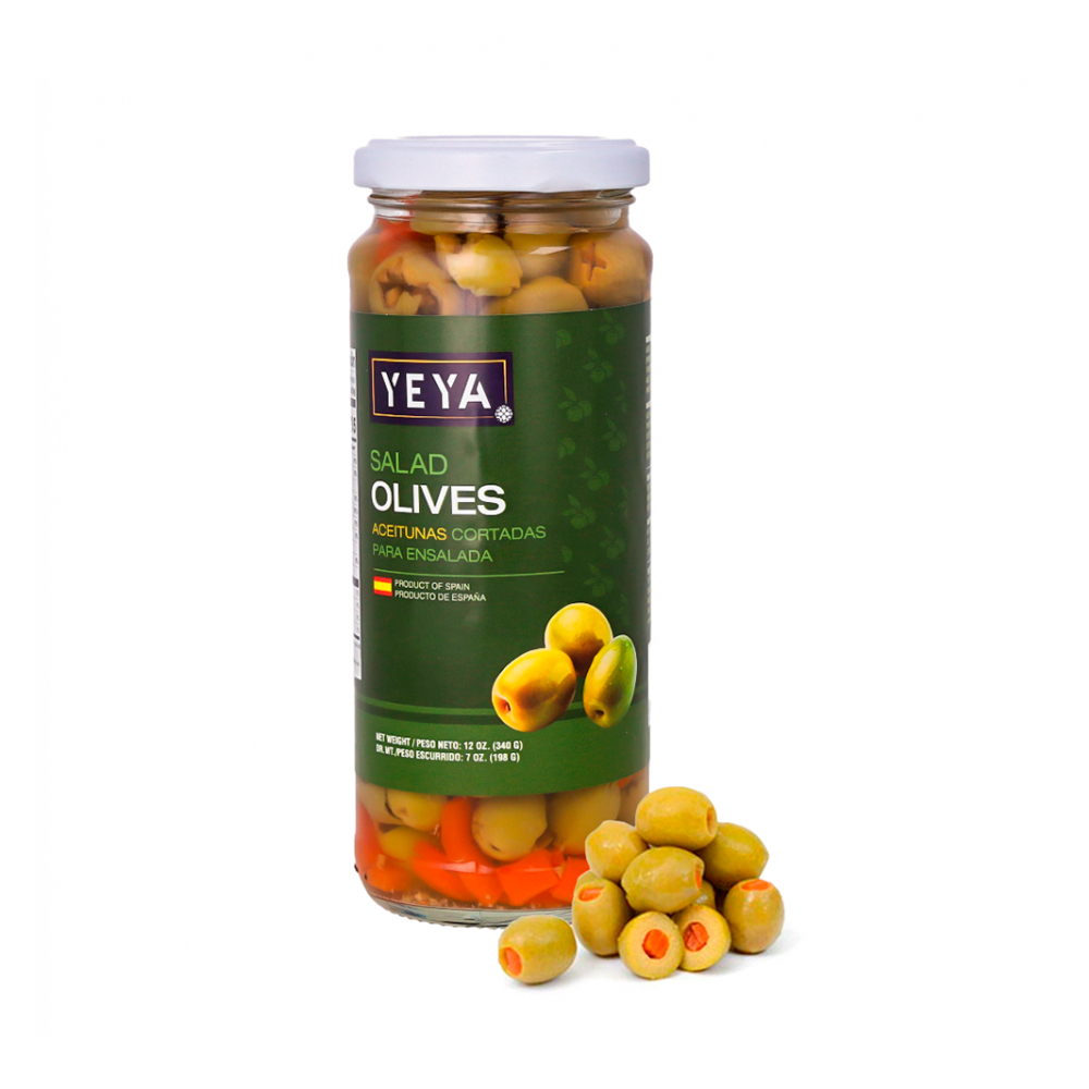Aceitunas españolas cortadas para ensaladas YEYA (340 g / 12 oz ...