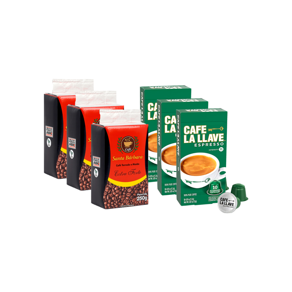 Combo de Café extrafuerte Santa Bárbara (x3) + Café en cápsula La Llave ...