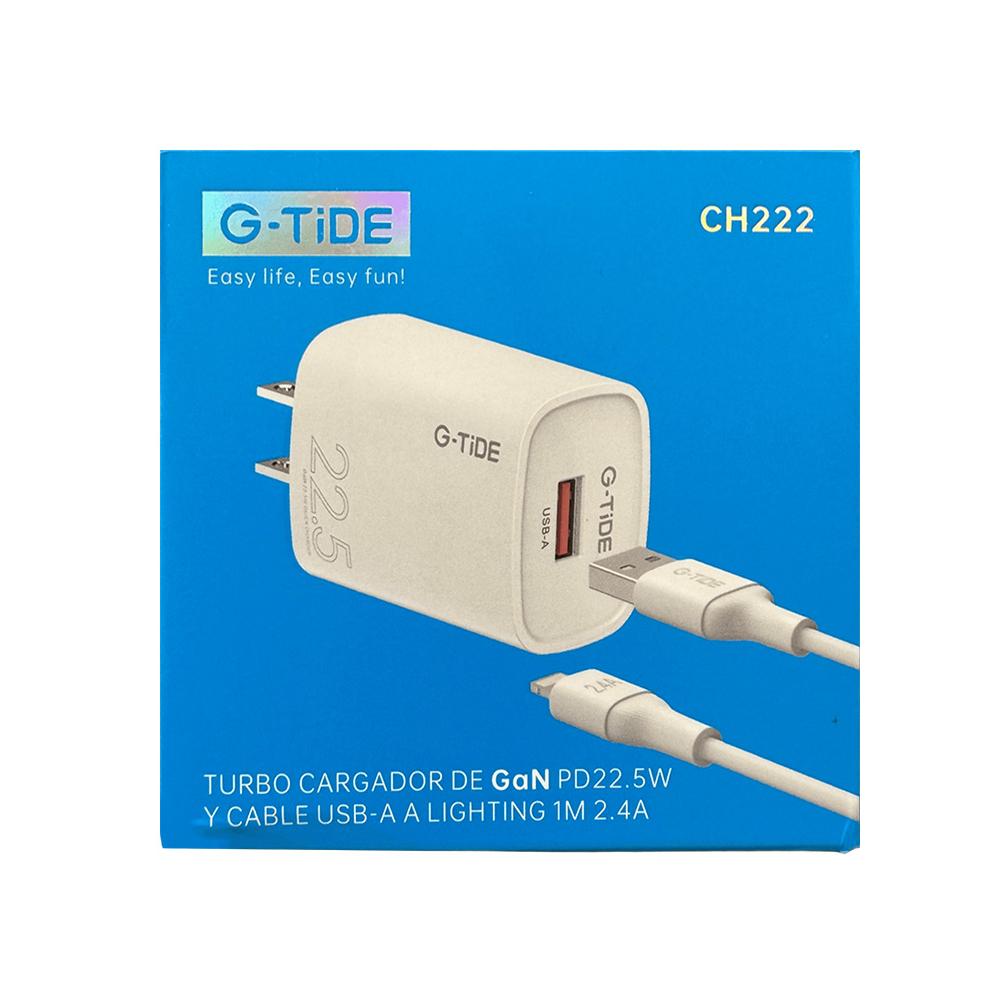 Turbo cargador 22.5 W con cable USB A a Lightning color blanco CH222 G ...