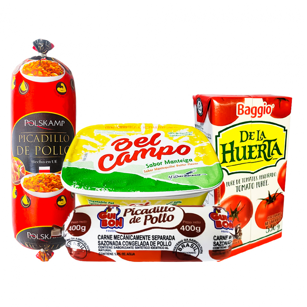 Puré de tomate De la Huerta Baggio + Picadillo de pollo Polskamp ...