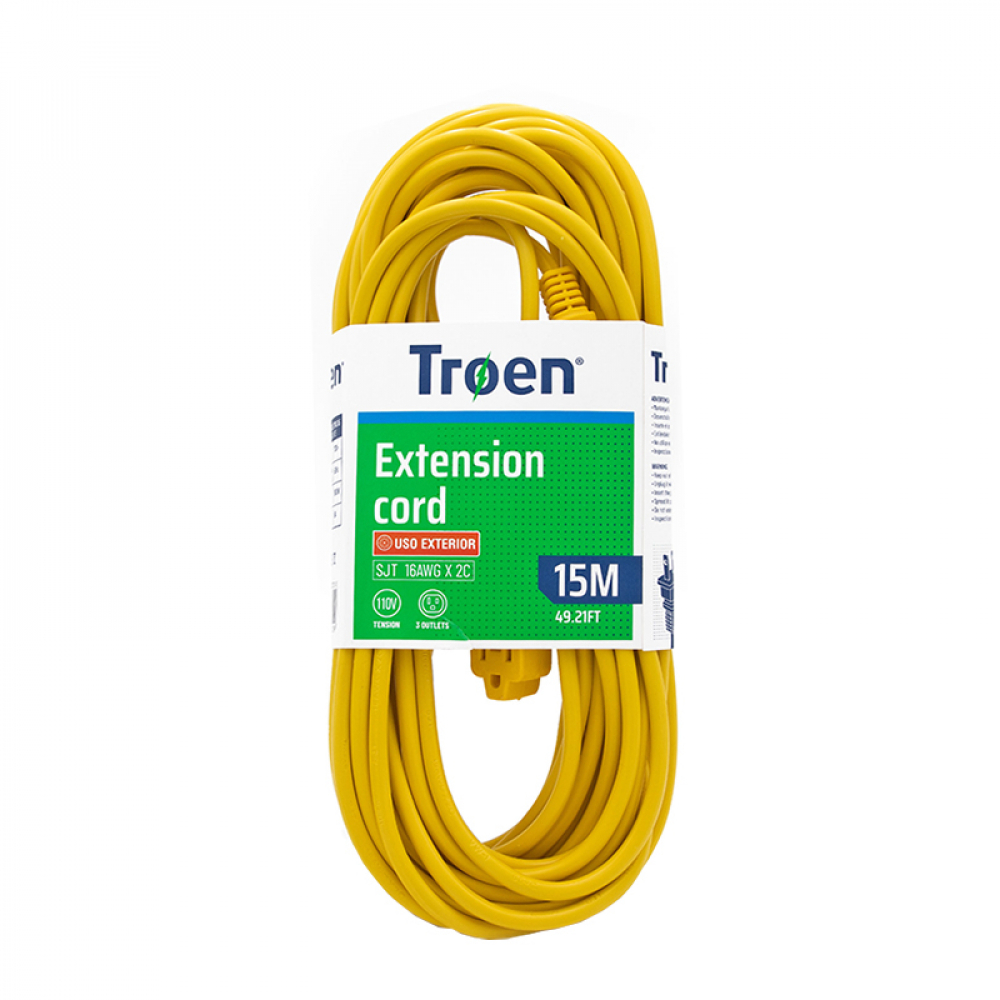 Extensión eléctrica profesional de 3 contactos 15 m Troen | Supermarket ...