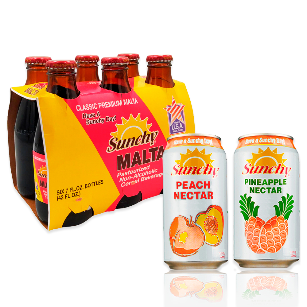 Combo fresco y dulce: Malta en botella + néctar de melocotón y piña ...