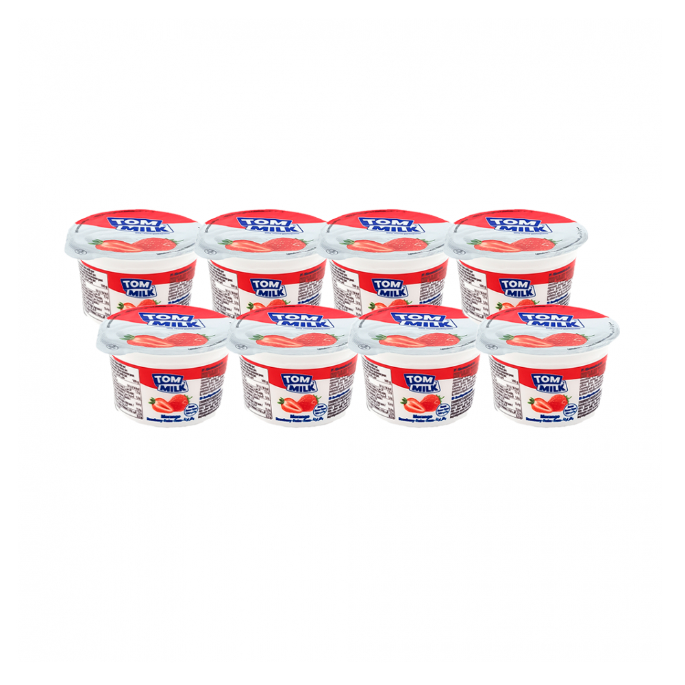 Tom Milk strawberry flavor pasteurized yogurt (8 x 100 g / 3.53 oz ...