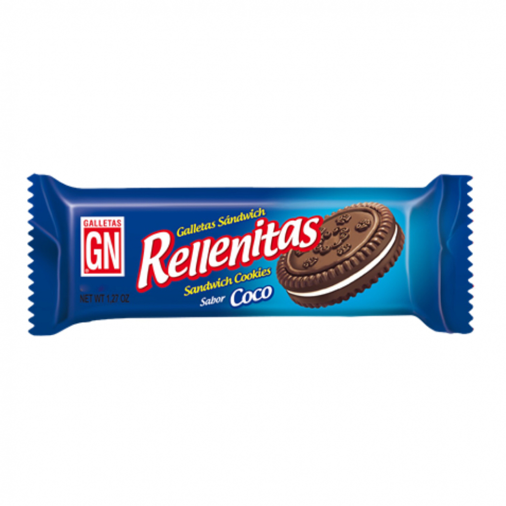 Galletas de chocolates rellenas con crema de coco Rellenitas GN (36 g ...