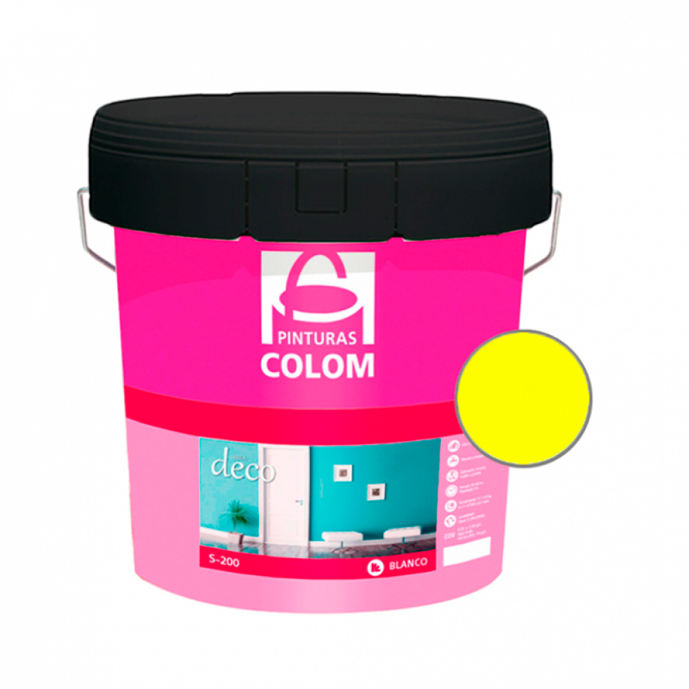 Pintura de vinil para interiores y exteriores color amarillo mate Colom ...