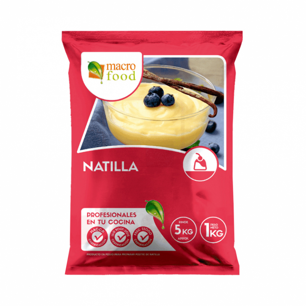 Natilla sabor vainilla con coco rallado Macro Food (1 kg / 2.2 lb ...