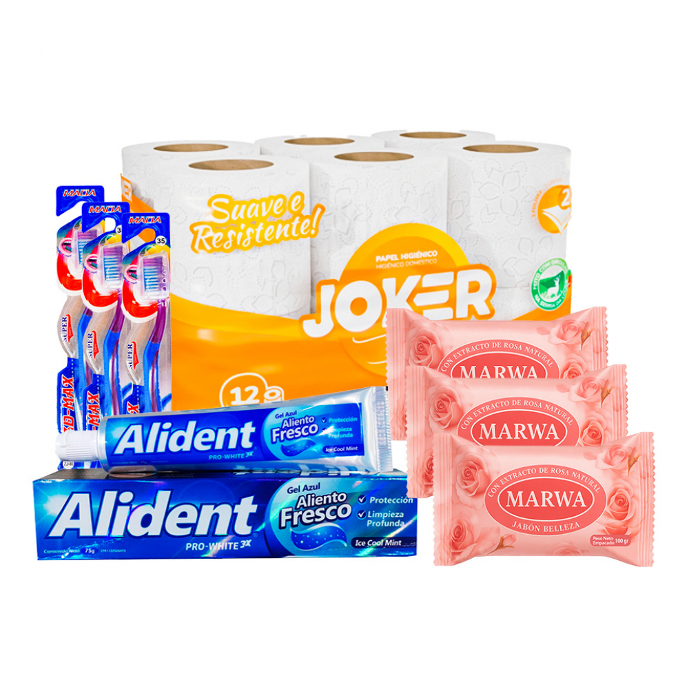 Combo de higiene personal 2: Papel higiénico doméstico Joker + Pasta ...