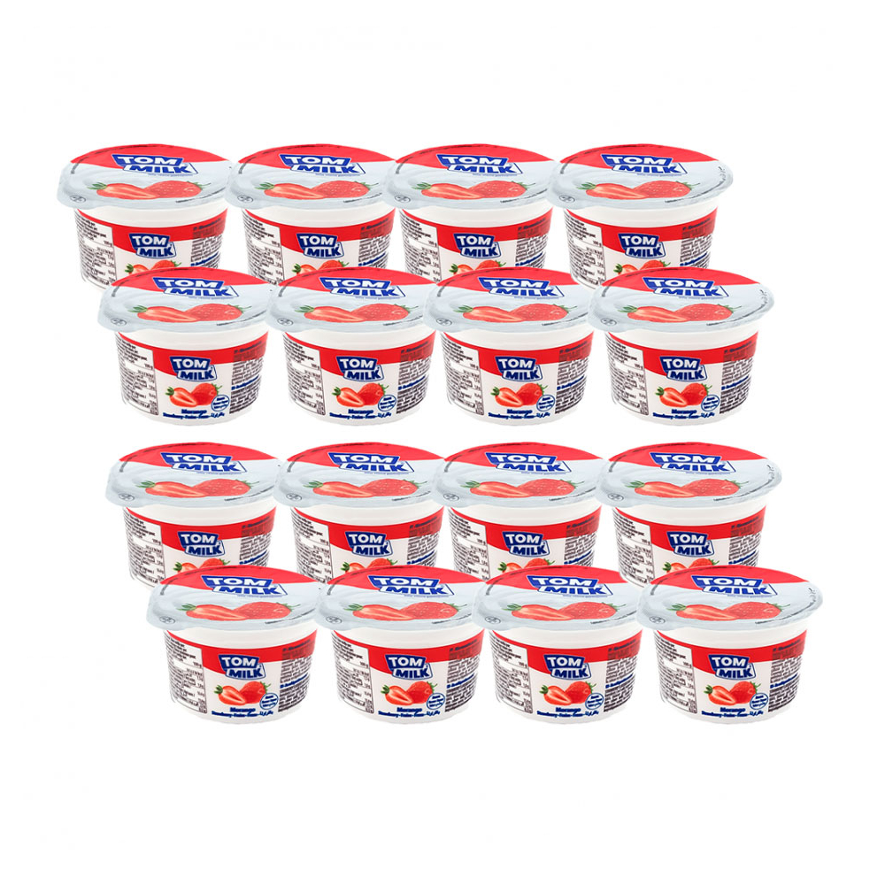 Tom Milk strawberry flavor pasteurized yogurt (16 x 100 g / 3.53 oz ...