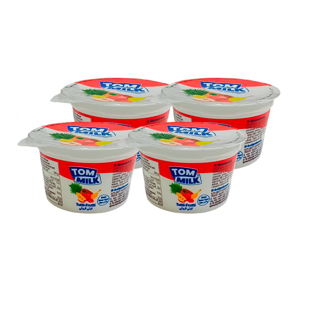 CompreMarket - Yogurt pasteurizado sabor tutti-frutti Tom Milk (4 x 100 ...