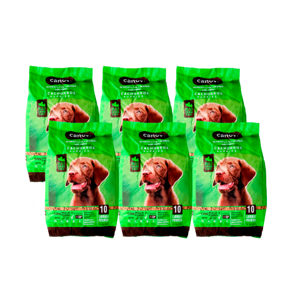 Alimento seco para perros cachorros con pollo y cerdo Canovi ( 6 x 9.07 ...
