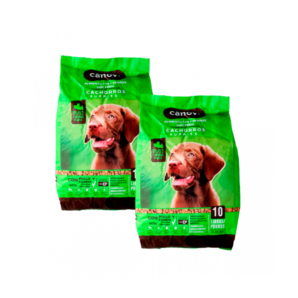 Alimento seco para perros cachorros con pollo y cerdo Canovi ( 2 x 4.54 ...