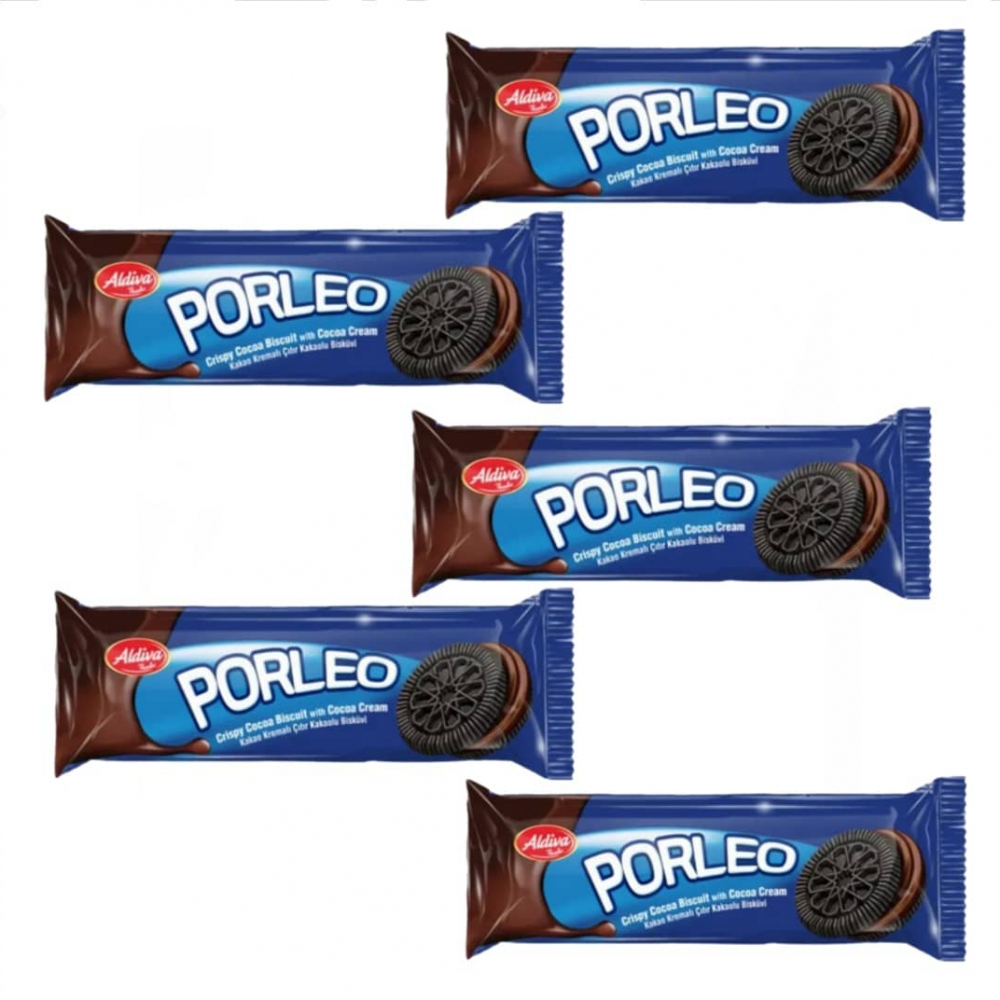 Galletas de chocolate con crema de cacao Porleo Aldiva (5 x 56 g / 1.97 ...