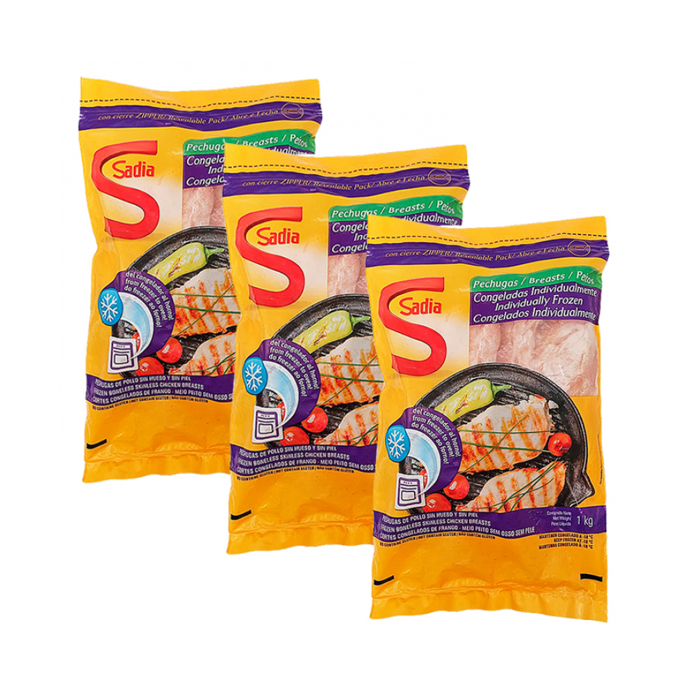Pechuga de pollo sin piel y sin hueso Sadia (3 x 1 kg / 2.2 lb). | Supermarket 23 es una Tienda ...