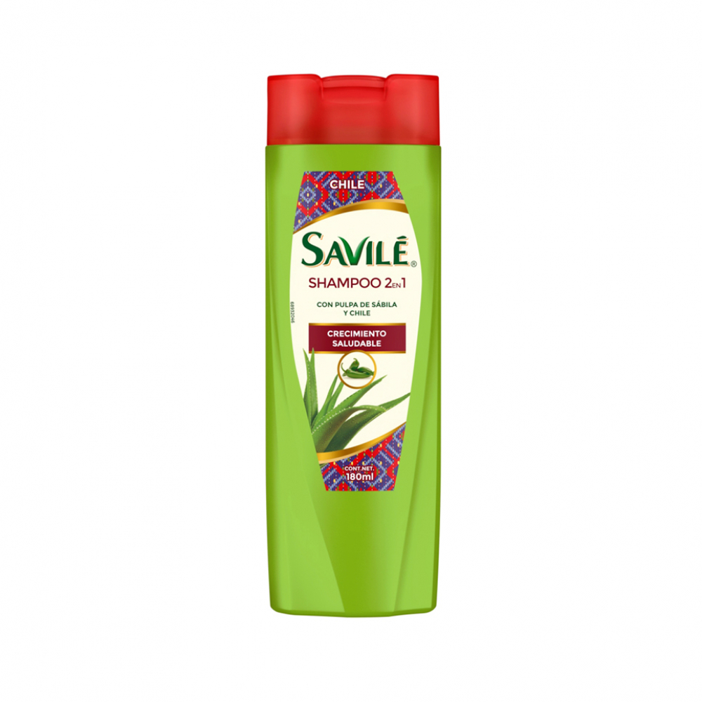 Champú 2 en 1 con pulpa de sábila y chile Crecimiento Saludable Savilé ...
