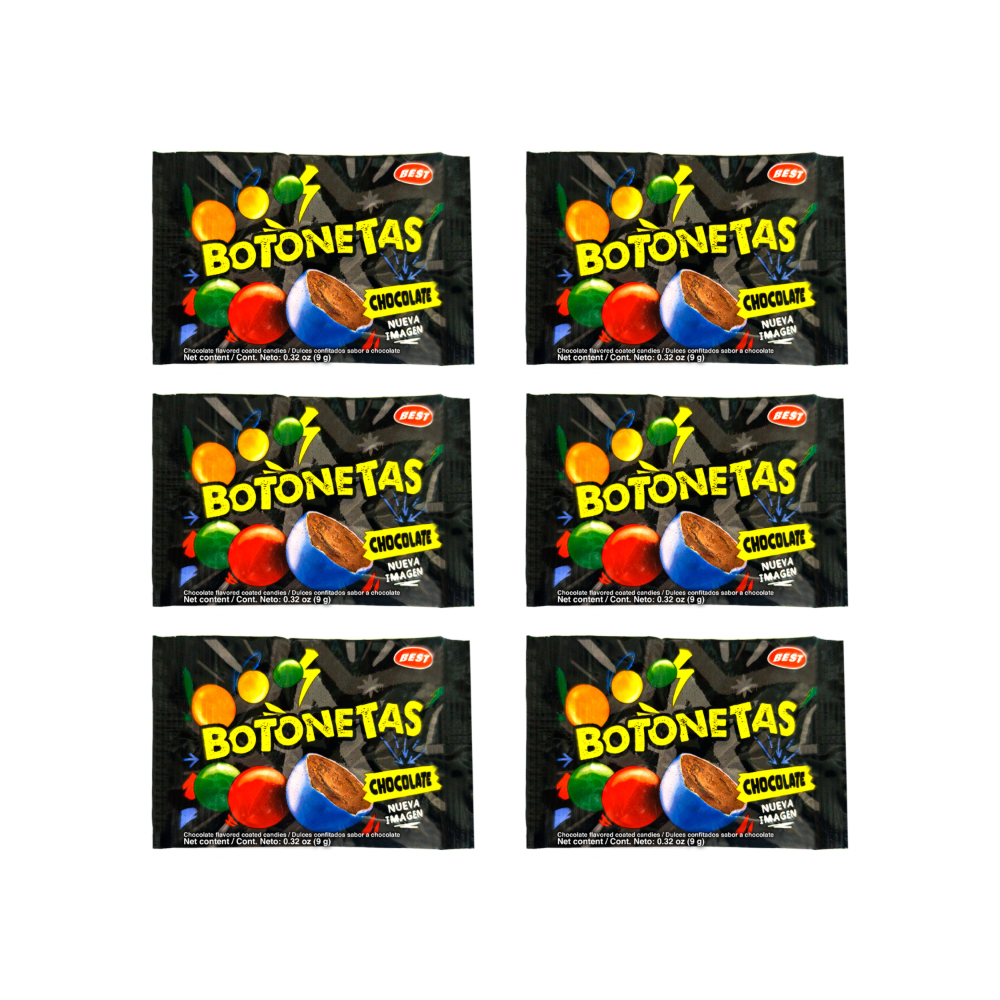 CompreMarket - Dulces confitados sabor a chocolate Botonetas Best (6 x 9 g)