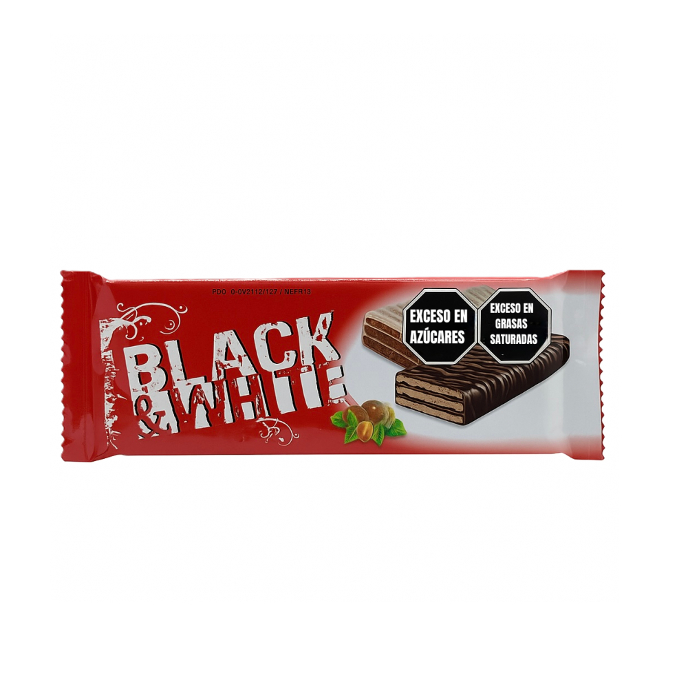 Oblea de cacao recubierta de chocolate blanco y negro con leche sabor a ...