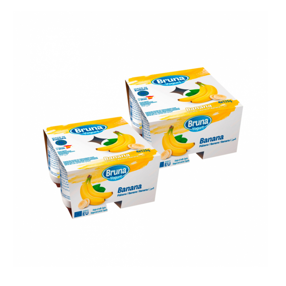 Bruna banana flavor pasteurized yogurt (8 x 125 g / 4.41 oz) | Online ...