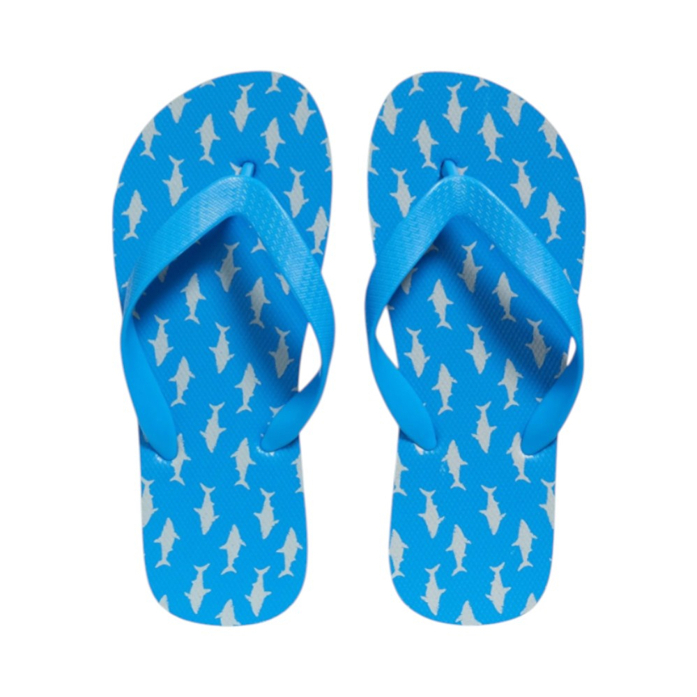 Chancletas con estampado de tiburones color azul Old Navy (Talla: 1 / 2 ...