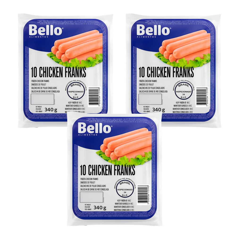 CompreMarket - Salchichas de pollo Bello (3 x 340 g / 12 oz)