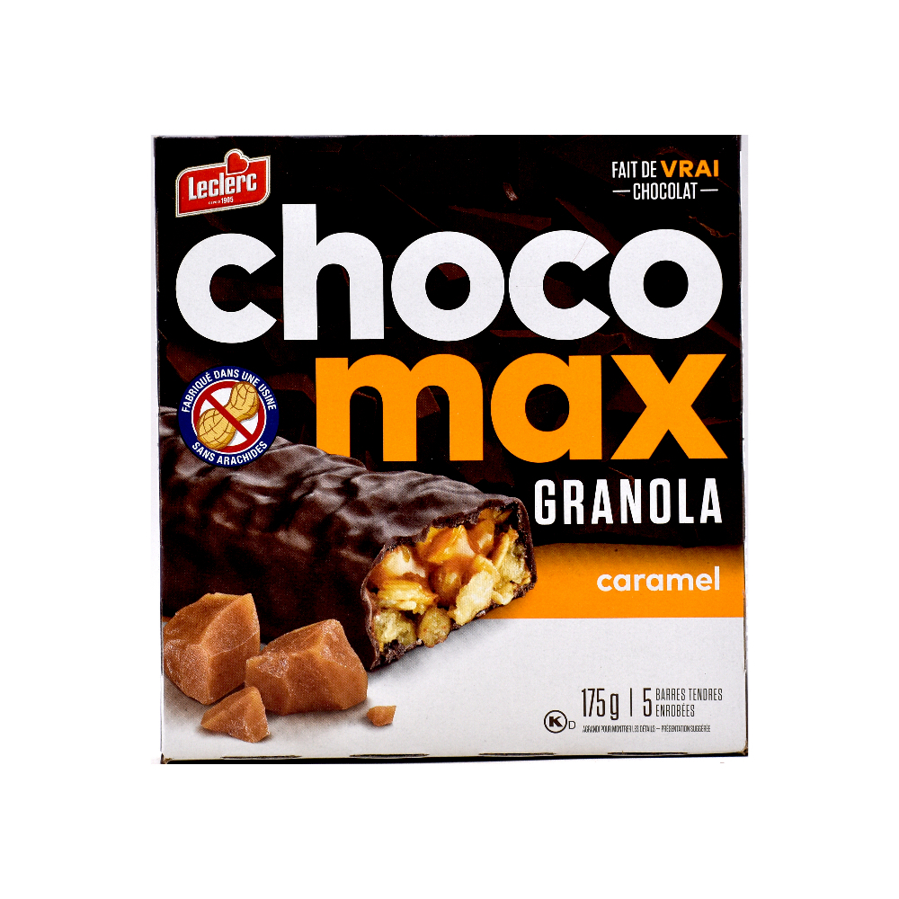 Barras de chocolate rellenas de granola y caramelo Chocomax Leclerc ...