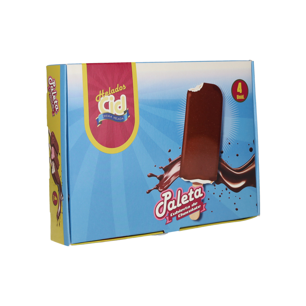 Paleta de helado sabor vainilla con cubierta de chocolate CID (4 U ...