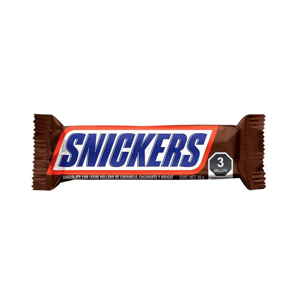Barra de chocolate con relleno de caramelo y cacahuetes Snickers (48 g ...