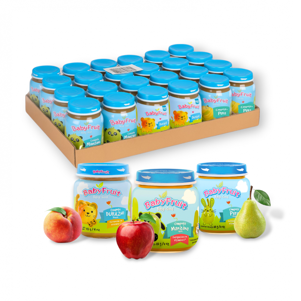 Compota de manzana, pera y durazno Baby Fruit (24 x 113 g /4 oz ...